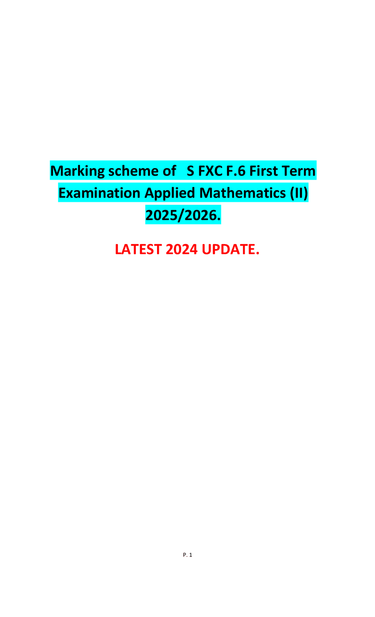 Applied Mathematics Ii First Term Examination Marking Scheme Exams Mathematics Docsity 