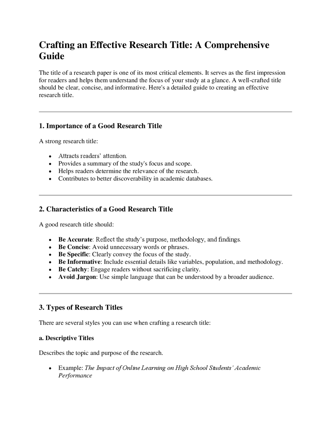 Crafting an Effective Research Title | Study notes Research Methodology ...