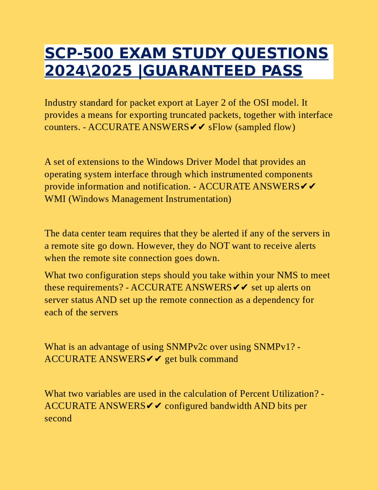 SCP-500 EXAM STUDY QUESTIONS 2024\2025 |GUARANTEED PASS | Exams Nursing ...