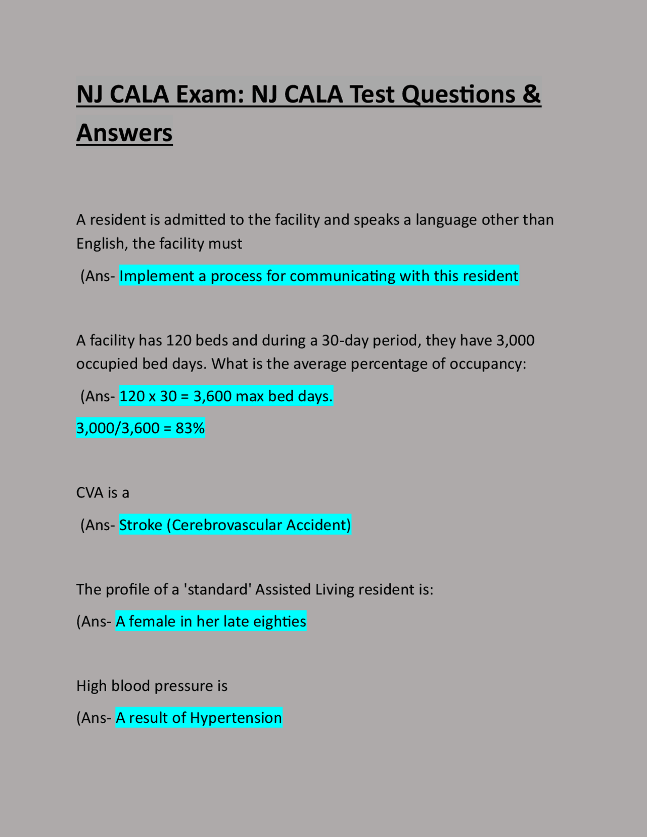 NJ CALA Exam: NJ CALA Test Questions & Answers: Updated Solution ...