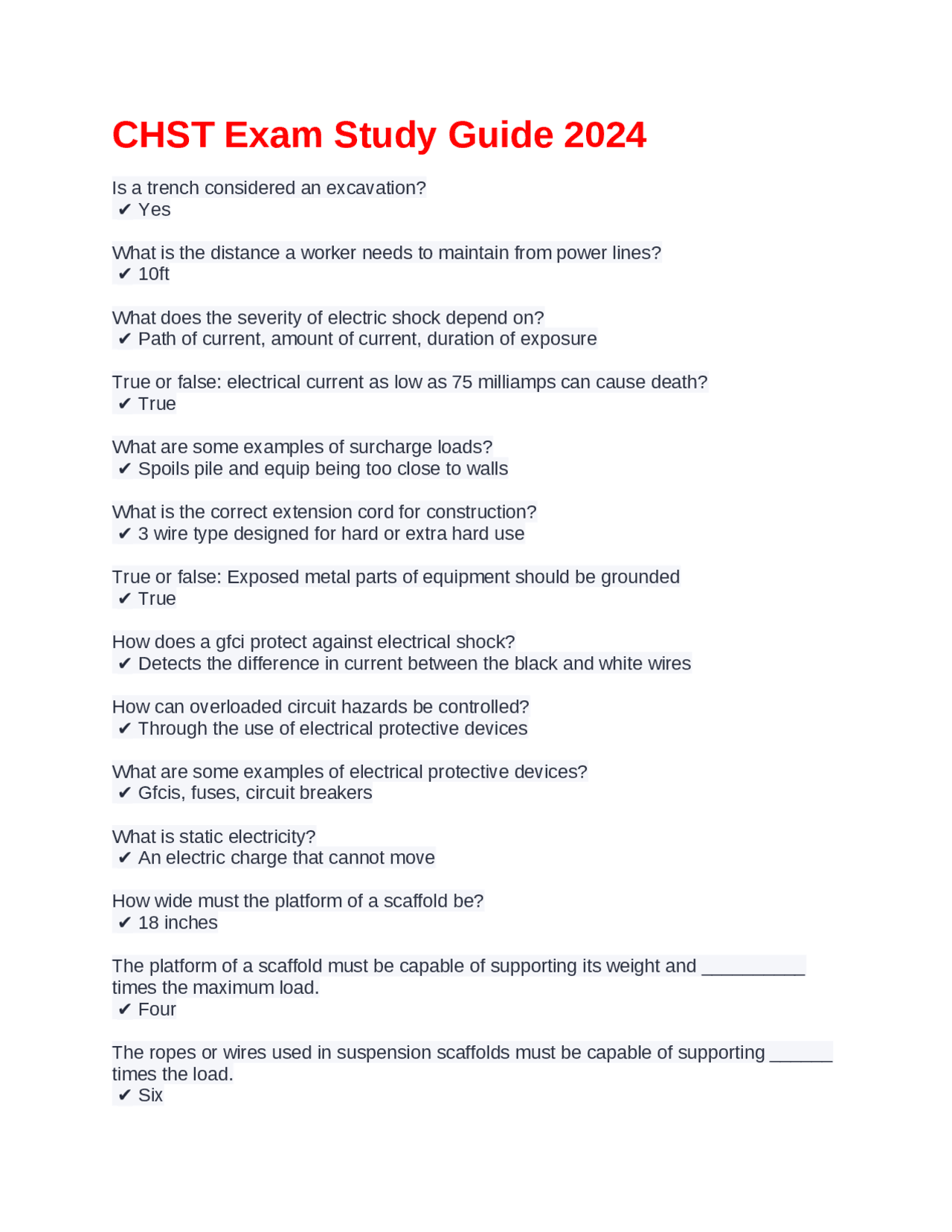 CHST Exam Study Guide 2024: Construction Safety Essentials | Exams ...