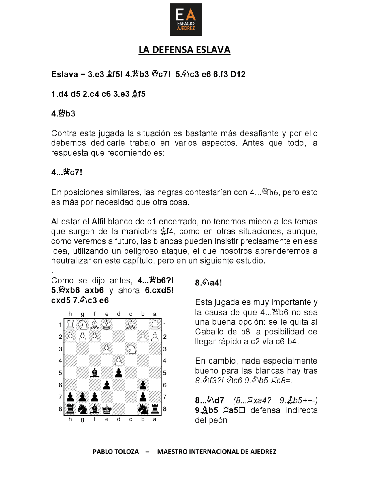 Defensa eslava con movimientos para ajedrez | Monografías, Ensayos de ...