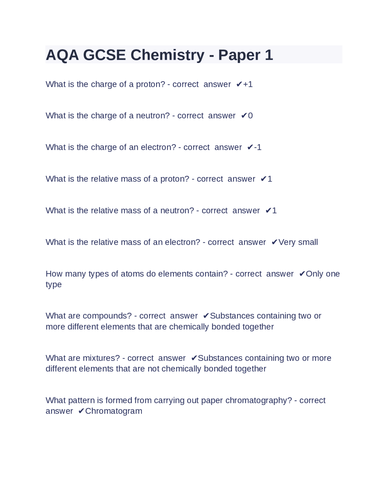 AQA GCSE Chemistry Question and answers rated A+ | Exams Chemistry ...