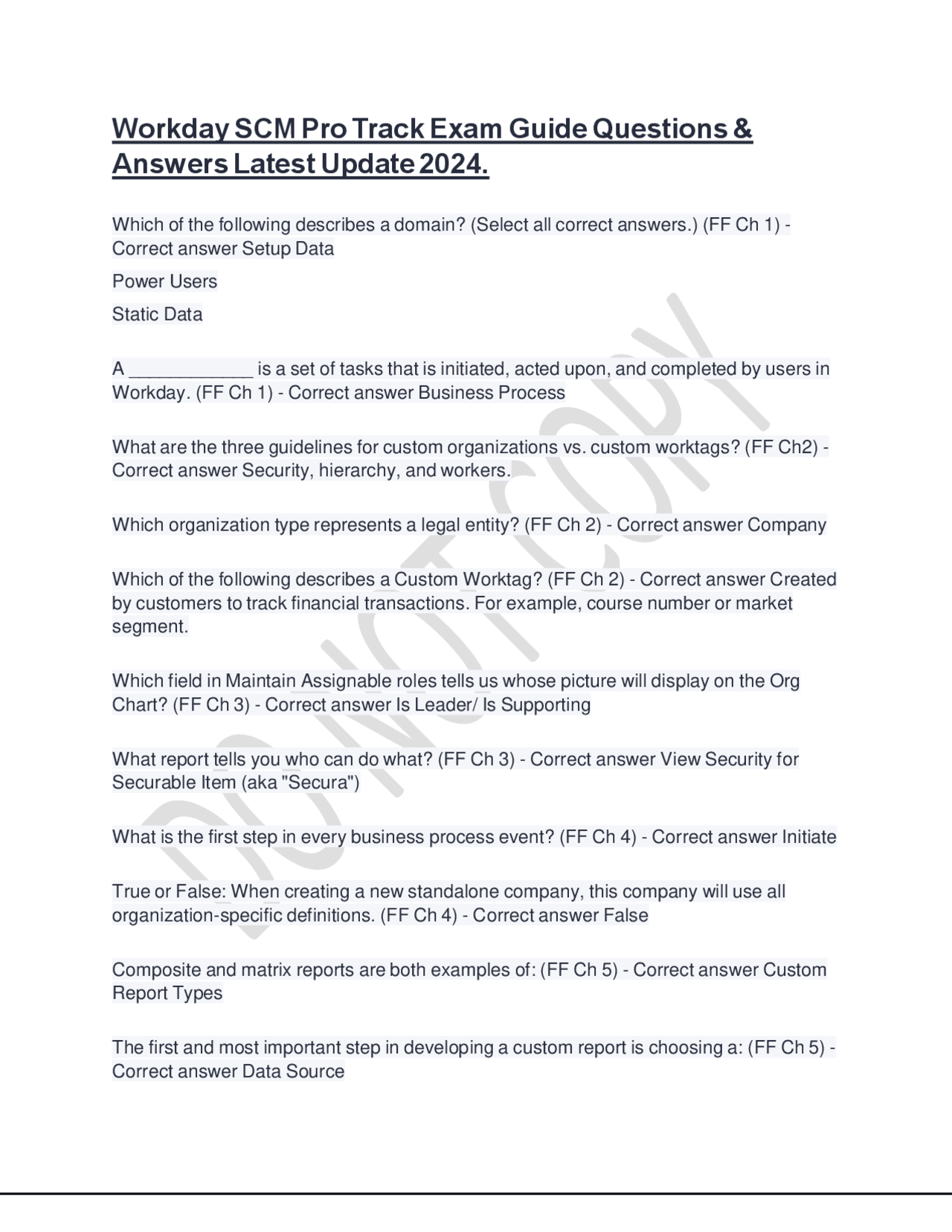 Workday SCM Pro Track Exam Guide Questions & Answers Latest Update 2024 ...