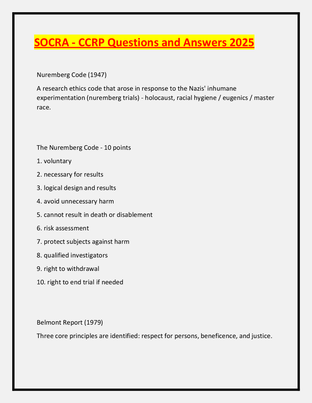 SOCRA - CCRP EXAM Questions and verified Answers 2026 | Exams Nursing ...