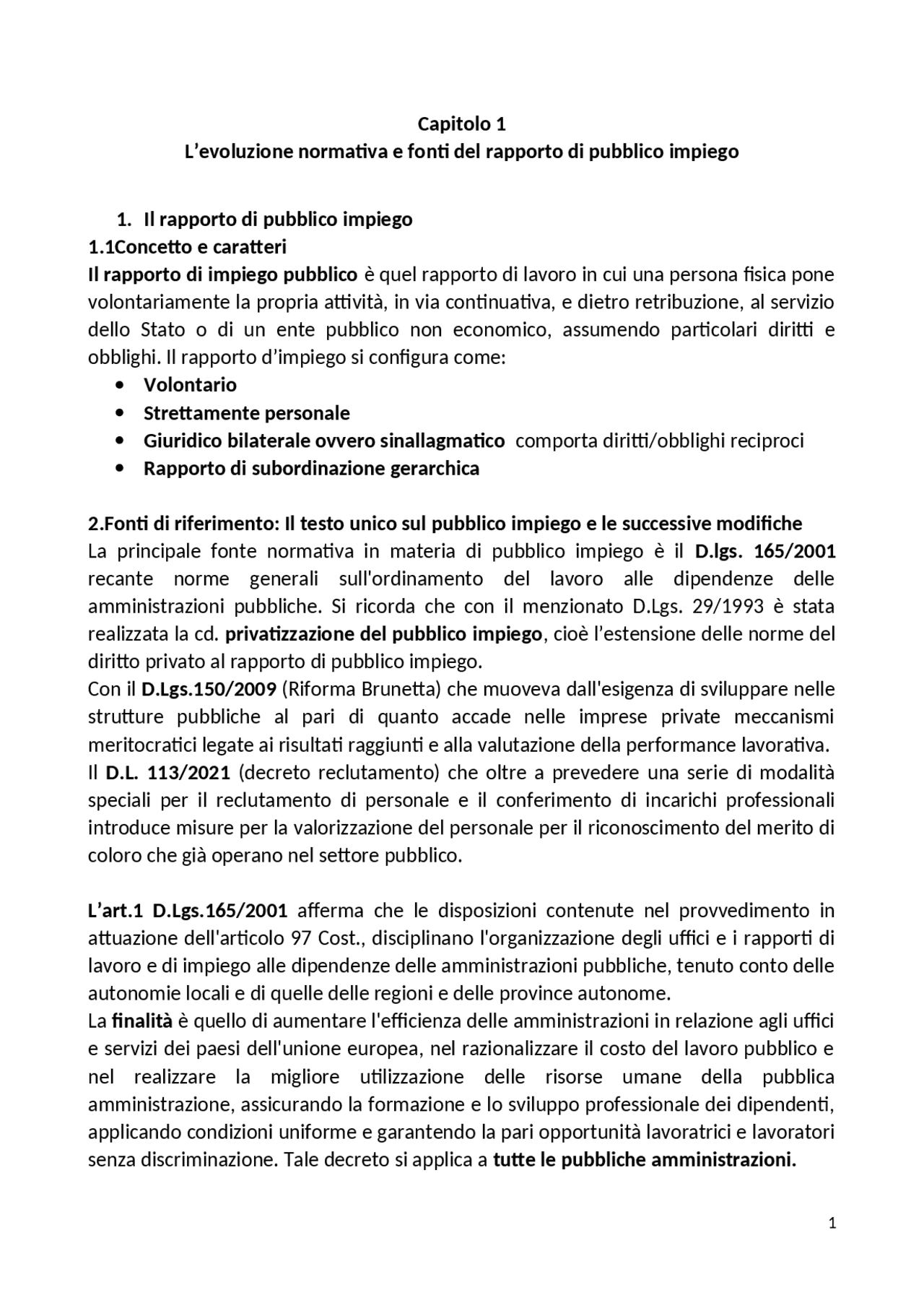 Capitolo 1 L’evoluzione normativa e fonti del rapporto di pubblico ...