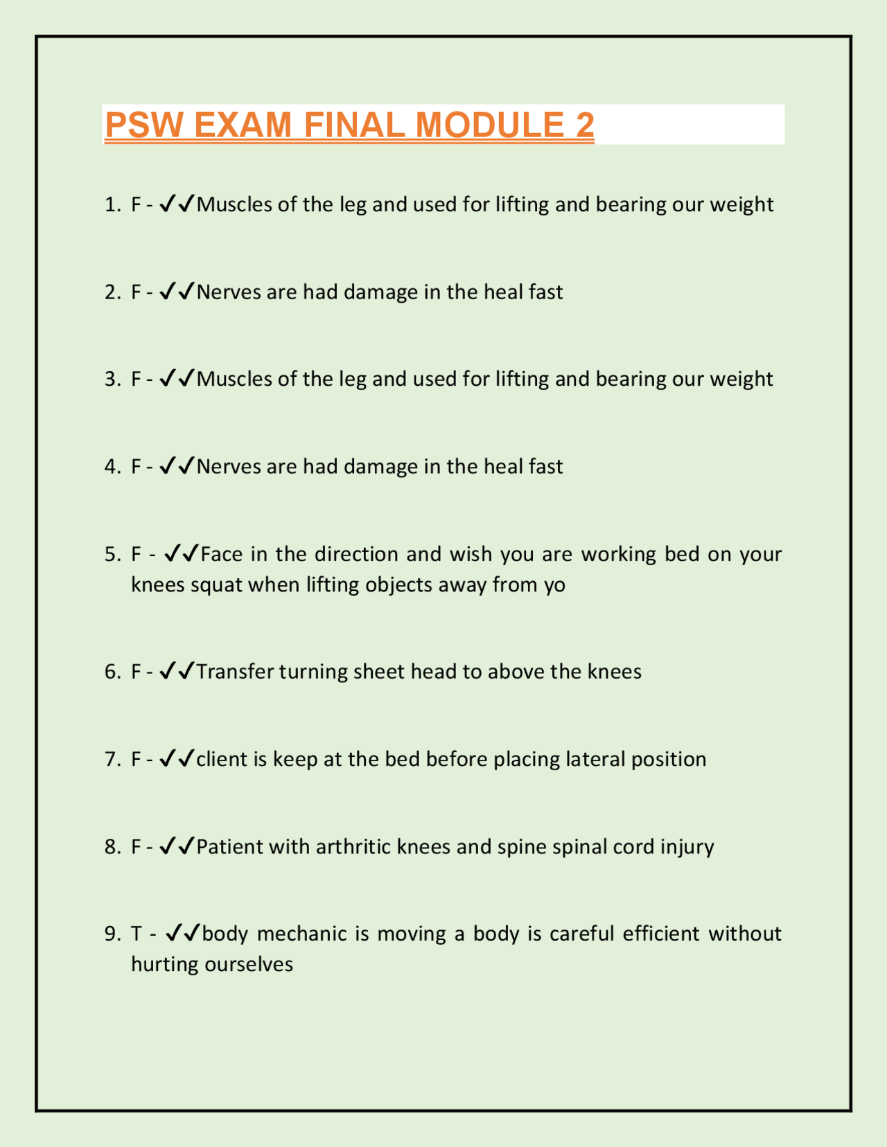 PSW EXAM FINAL MODULE 2 | Exams Advanced Education | Docsity