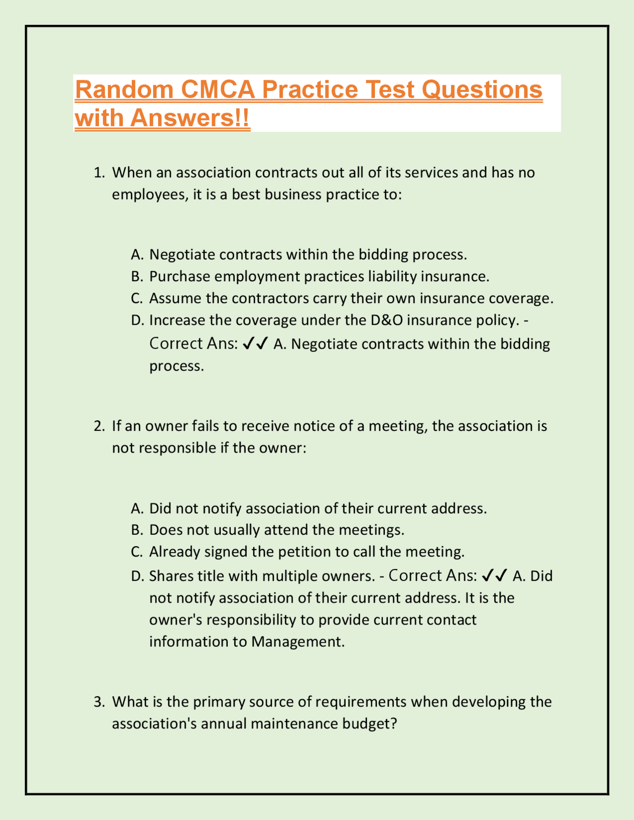 Random CMCA Practice Test Questions with Answers!! | Exams Advanced ...