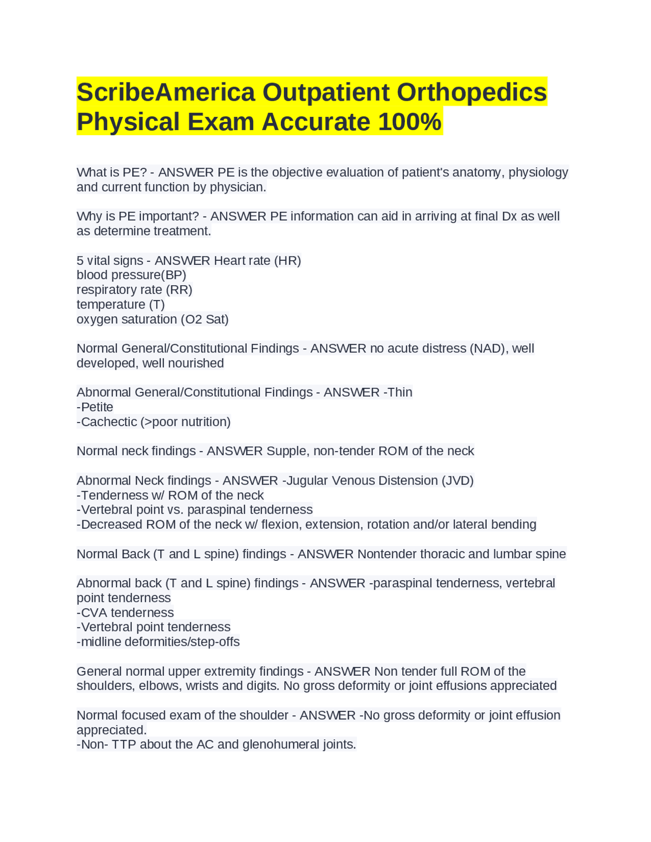Outpatient Orthopedics Physical Exam: A Guide to Common Tests and ...