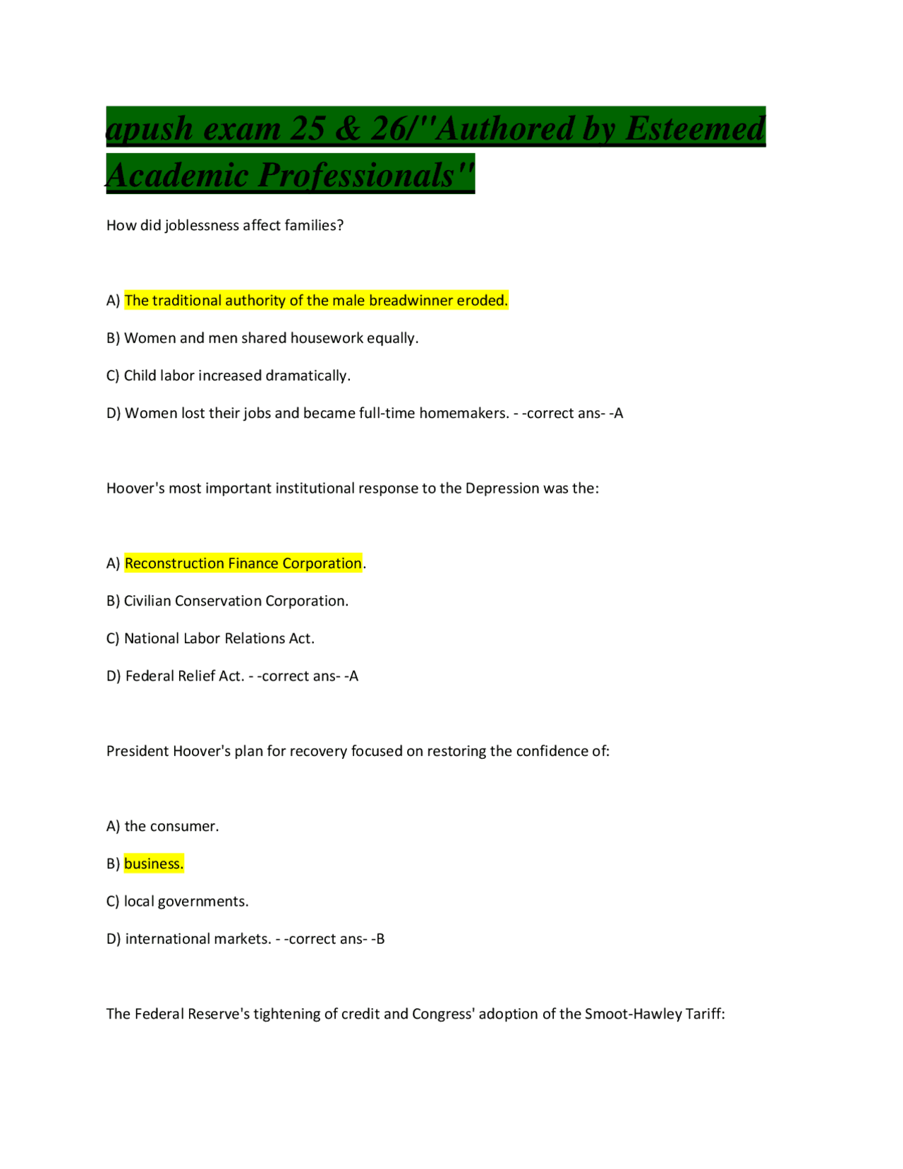 APUSH Exam Review: The Great Depression and the New Deal | Exams ...