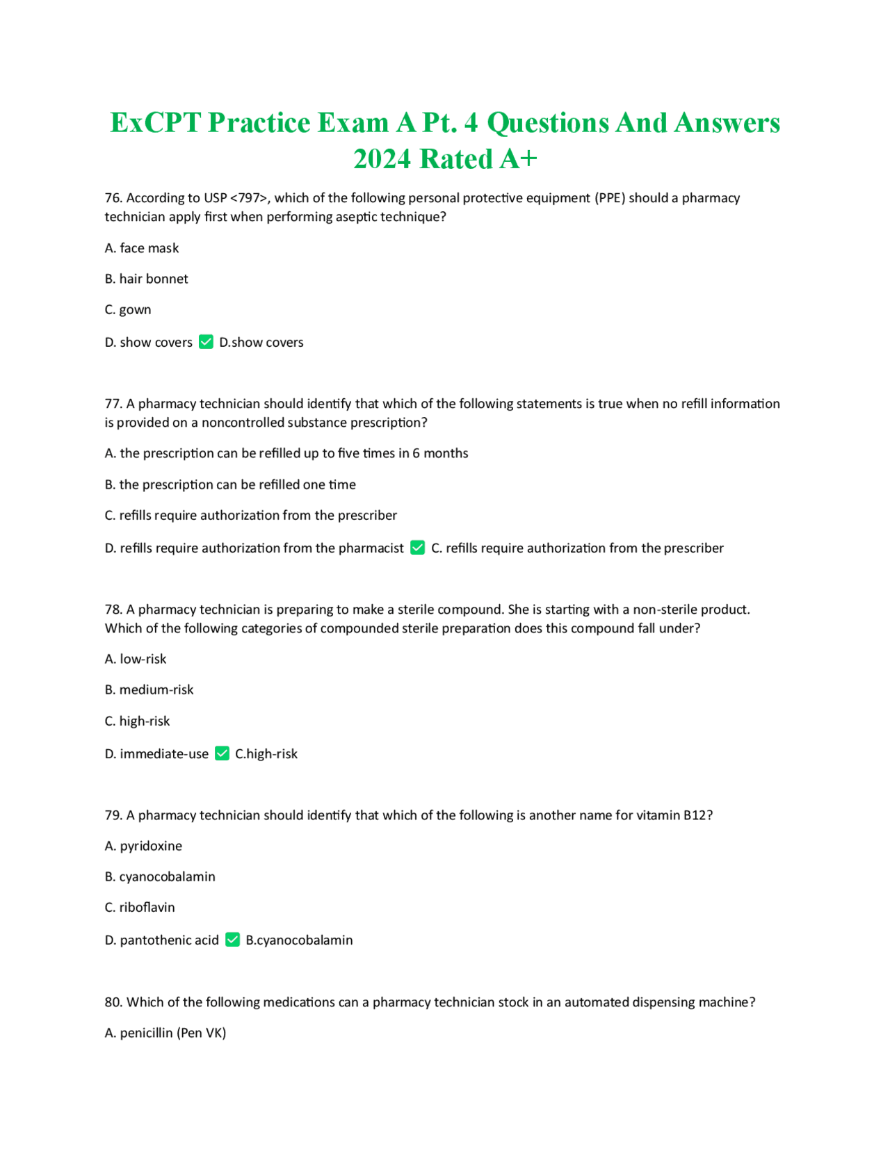 ExCPT Practice Exam A Pt. 4 Questions And Answers 2024 Rated A+ | Exams ...