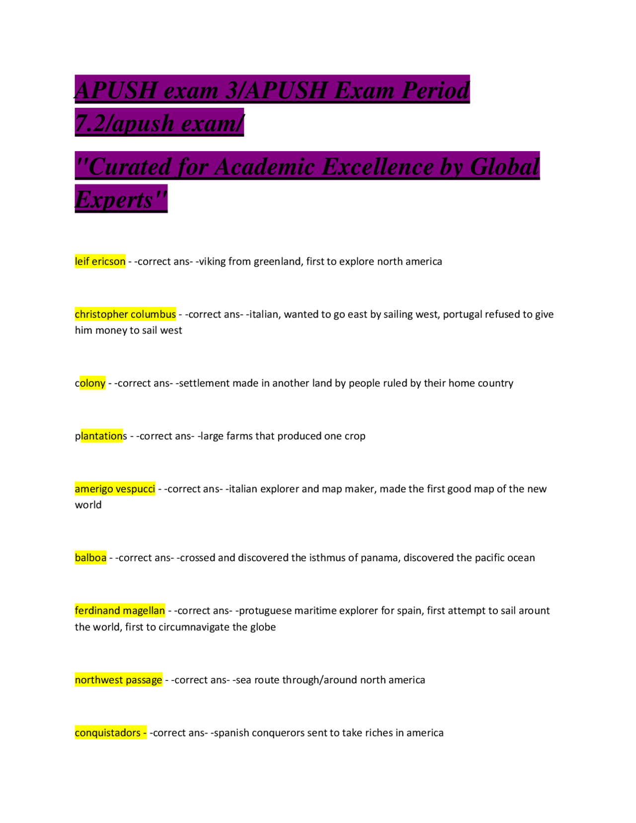 APUSH Exam 3 – Detailed Study Guide, Practice Questions, and Key ...