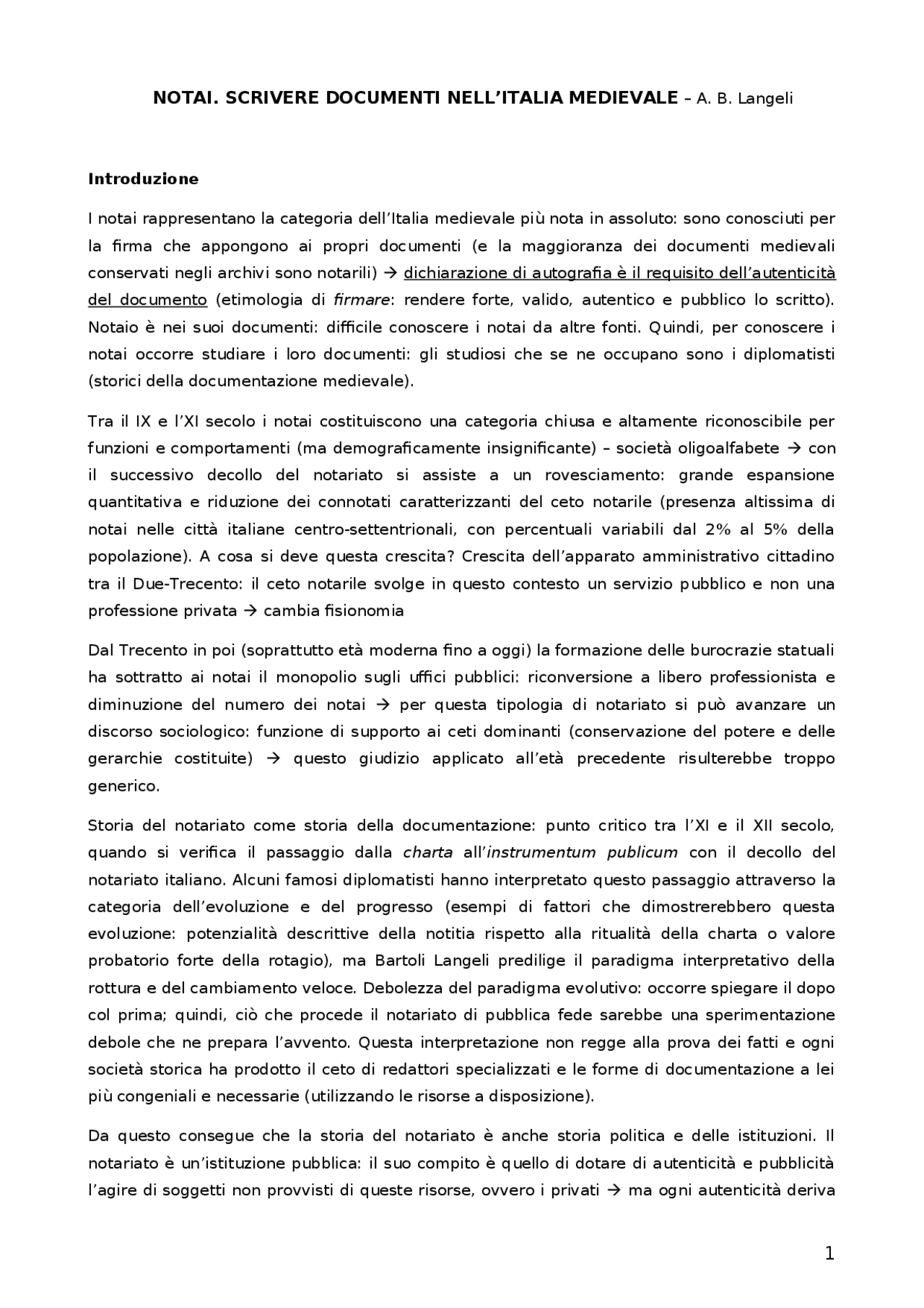 Riassunto NOTAI. SCRIVERE DOCUMENTI NELL’ITALIA MEDIEVALE | Schemi e ...