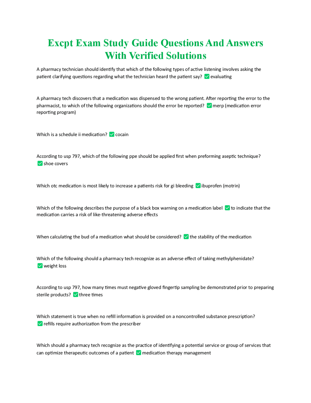 Excpt Exam Study Guide Questions And Answers With Verified Solutions ...