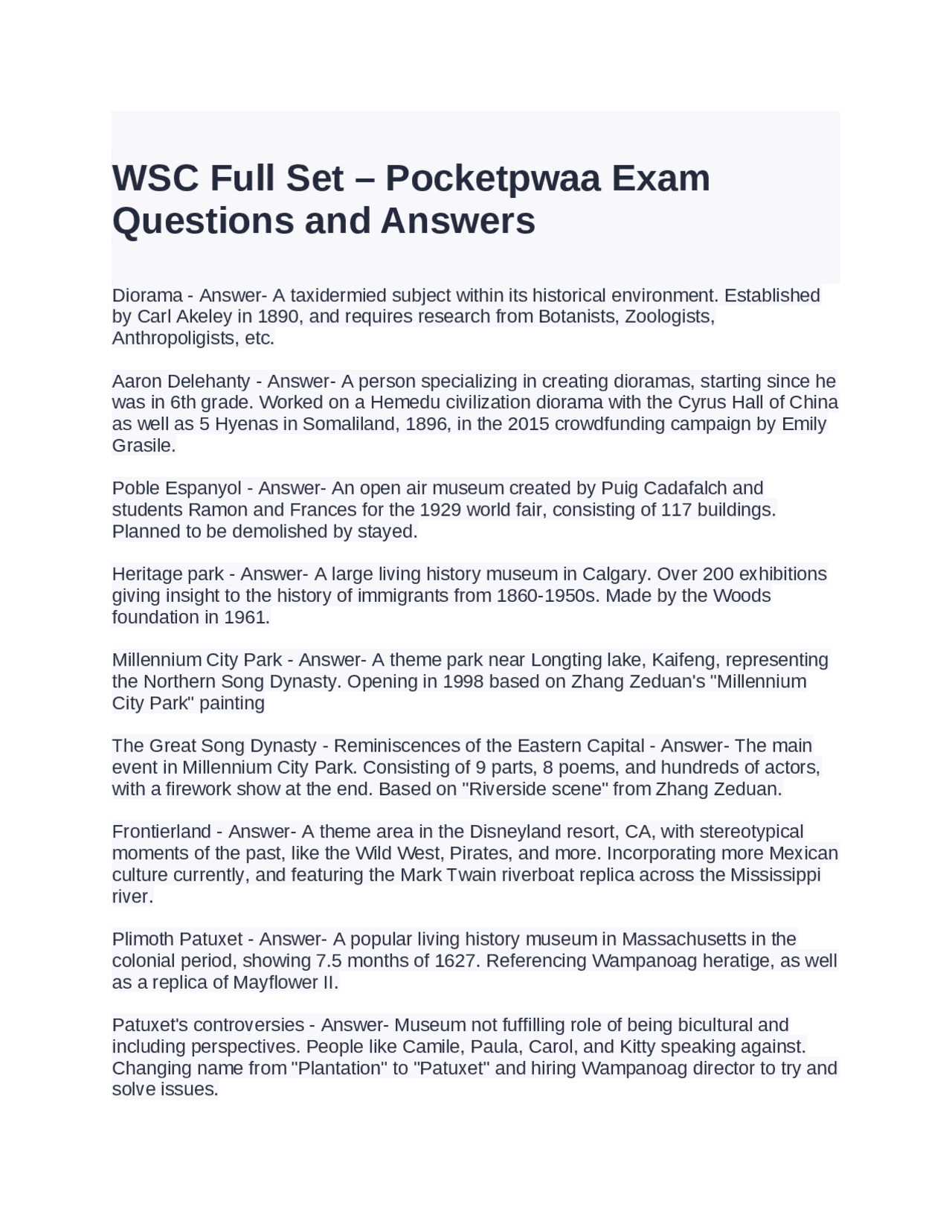 WSC Full Set – Pocketpwaa Exam Questions and Answers | Exams Advanced ...