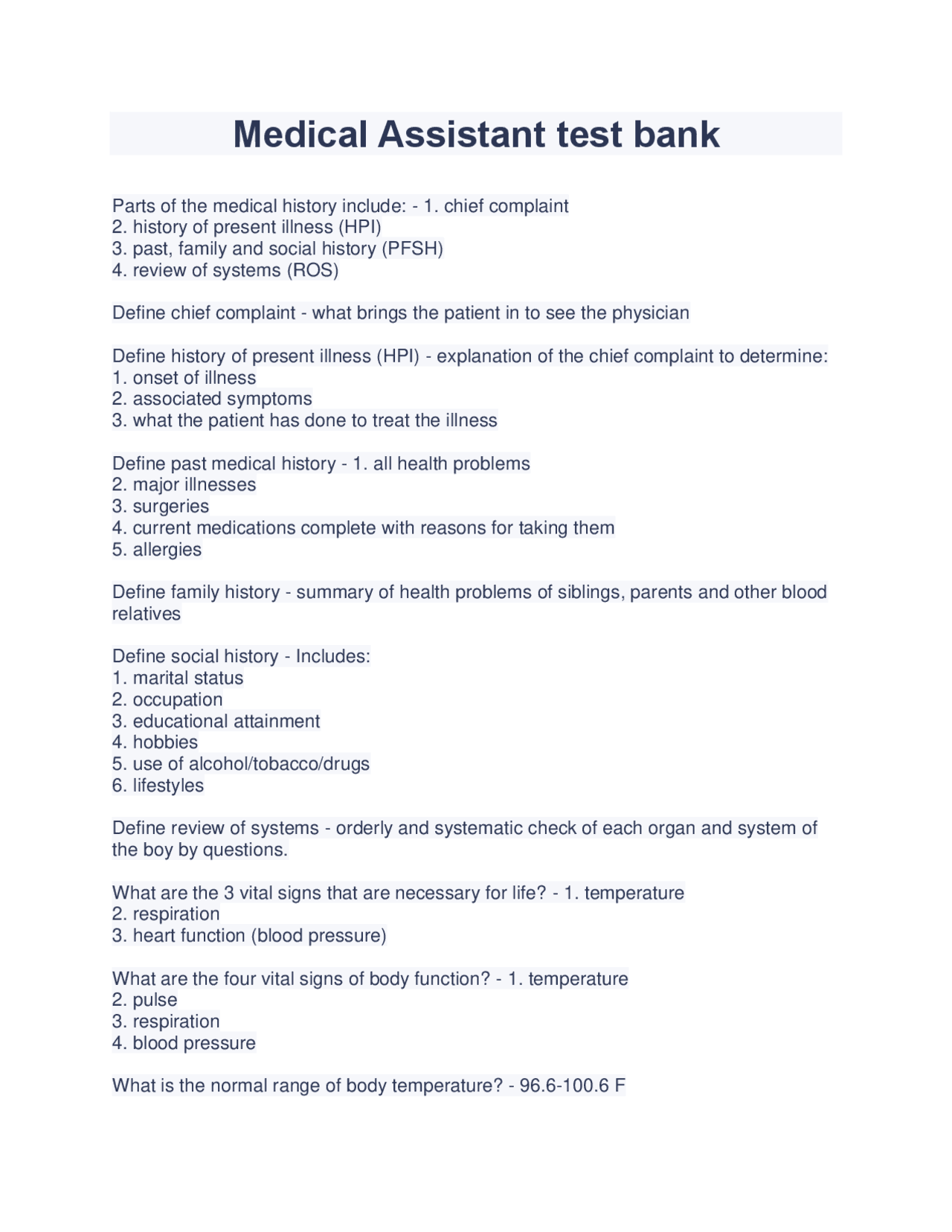 Medical Assistant test bank complete questions and answers 2025-2025 ...