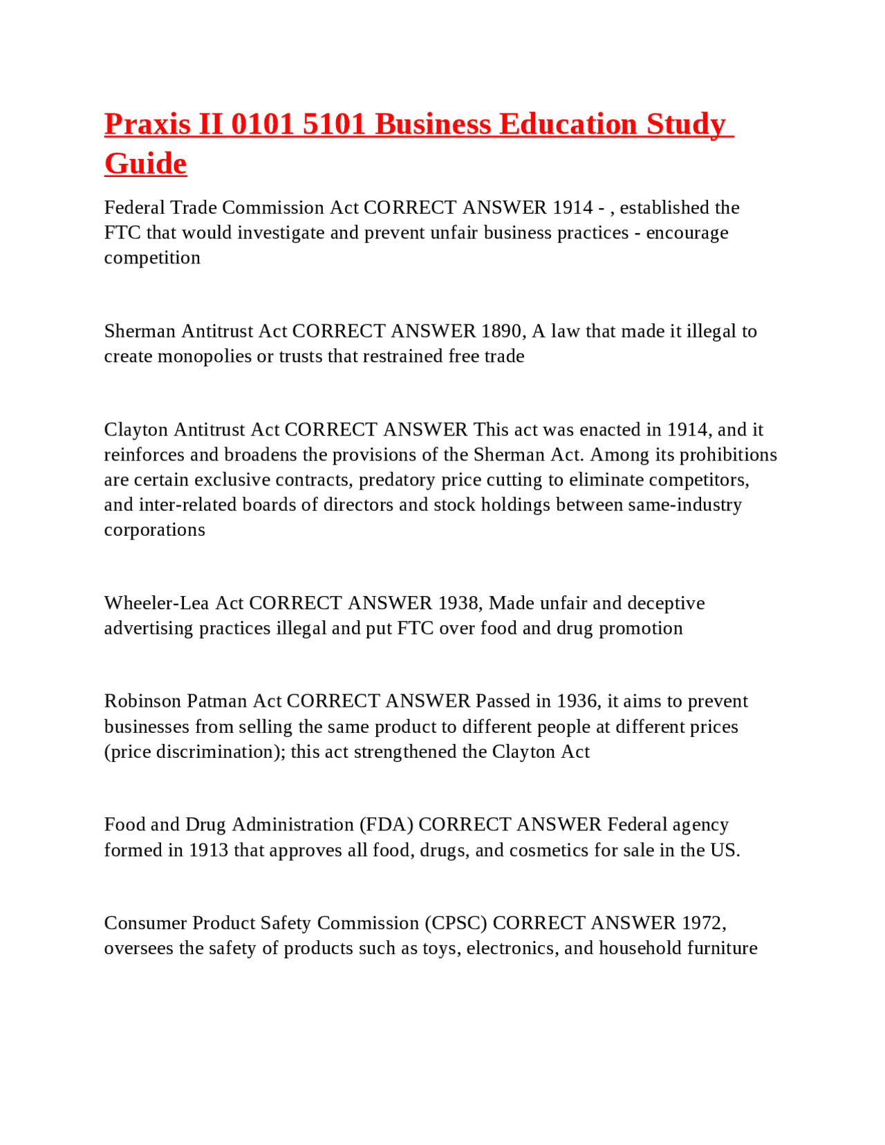 Praxis II 0101 5101 Business Education Study Guide | Exams Advanced ...