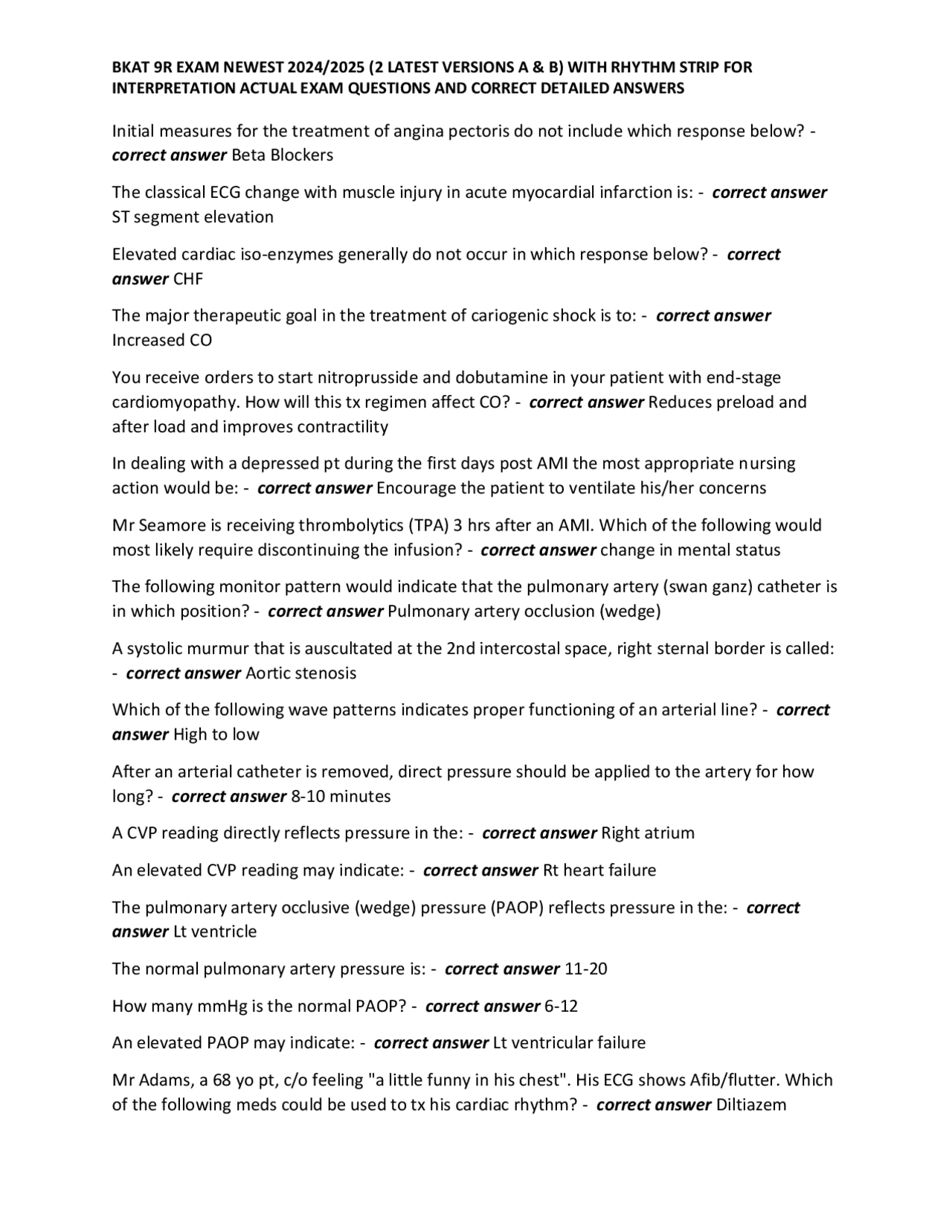 BKAT 9R EXAM NEWEST 2024/2025 (2 LATEST VERSIONS A & B) WITH RHYTHM ...