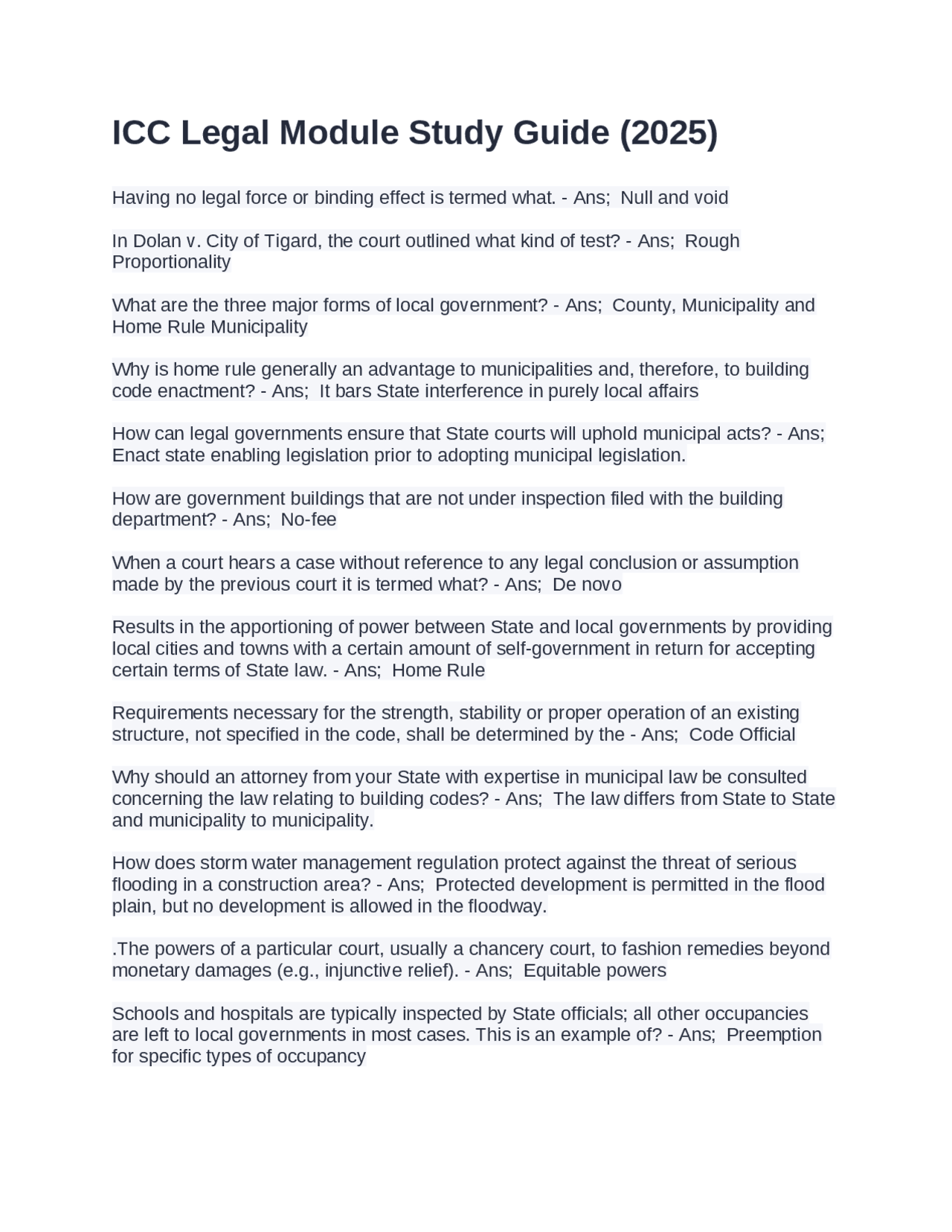 ICC Legal Module Study Guide (2025) | Exams Law | Docsity