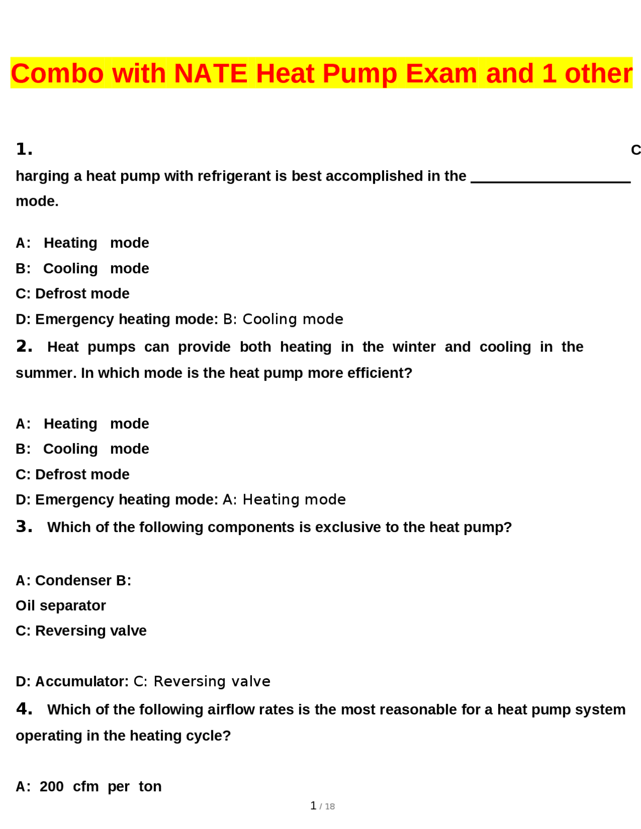 Combo with NATE Heat Pump Exam and 1 other | Exams Electrical ...