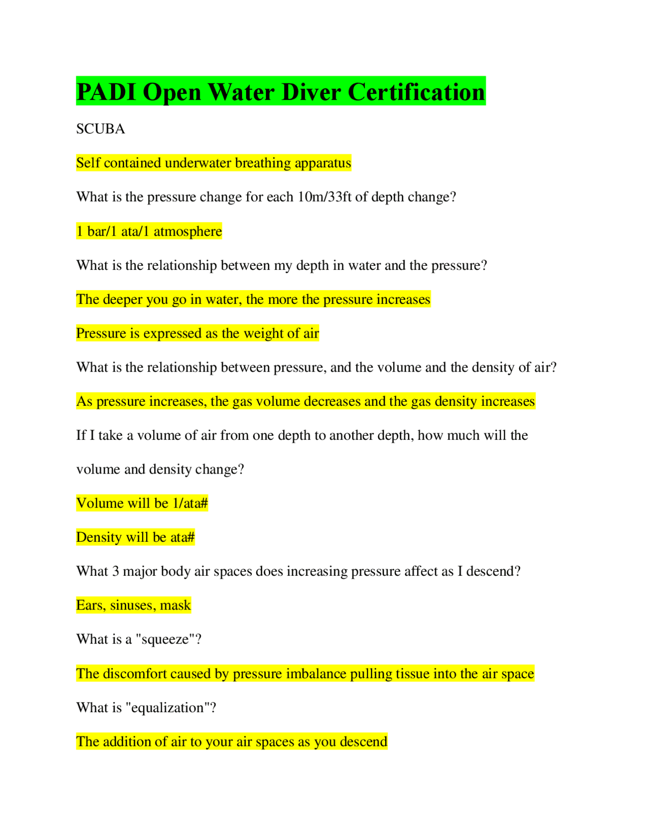 PADI Open Water Diver Certification: SCUBA Diving Fundamentals | Exams ...