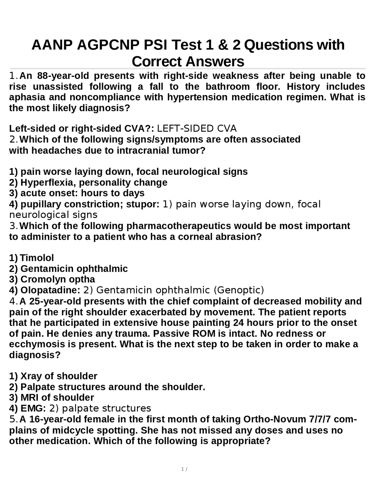 AANP & AGPCNP PSI Test Questions & Answers: A Comprehensive Guide ...