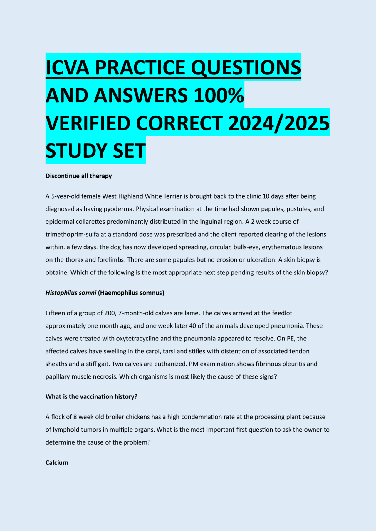 ICVA PRACTICE QUESTIONS AND ANSWERS 100% VERIFIED CORRECT 2024/2025 ...