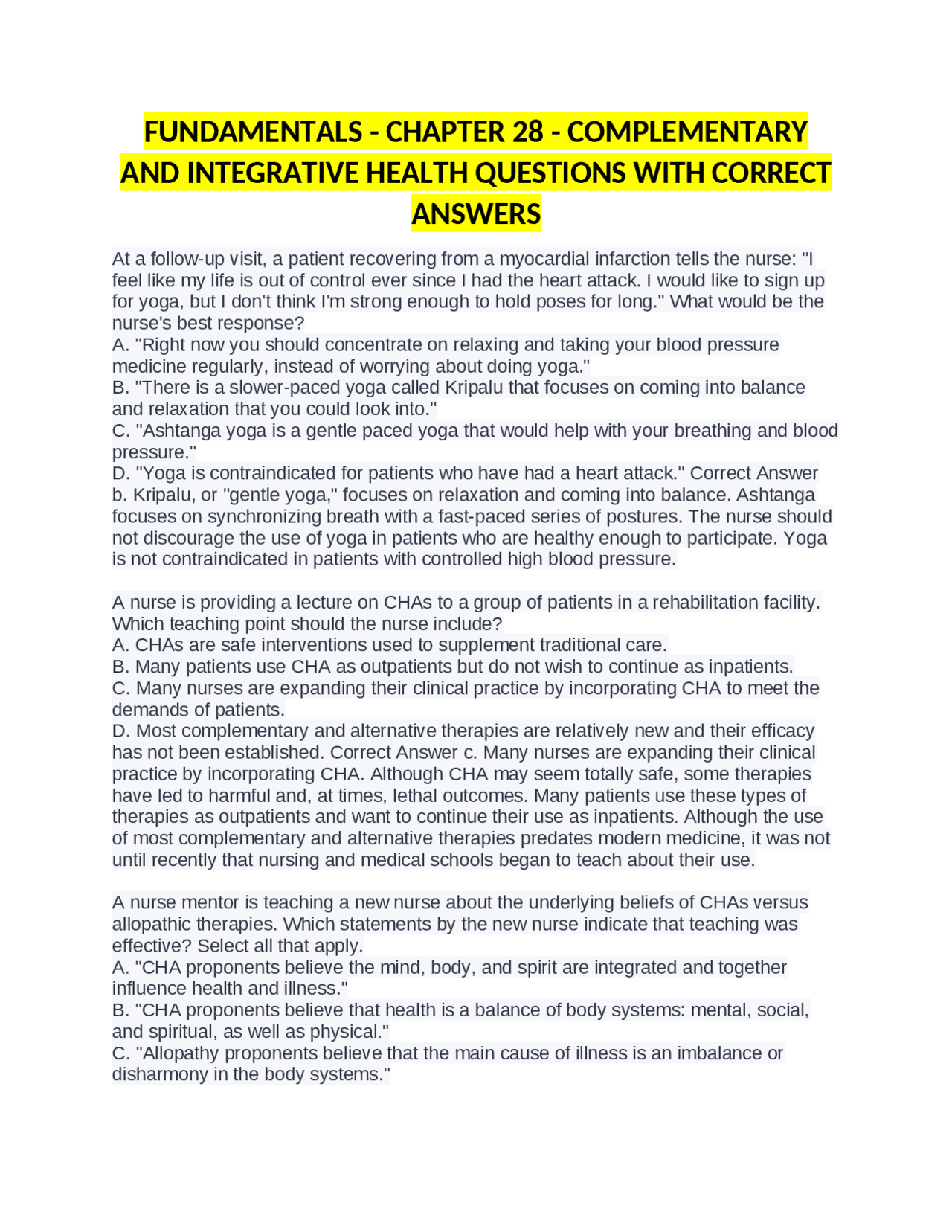 FUNDAMENTALS - CHAPTER 28 - COMPLEMENTARY AND INTEGRATIVE HEALTH ...