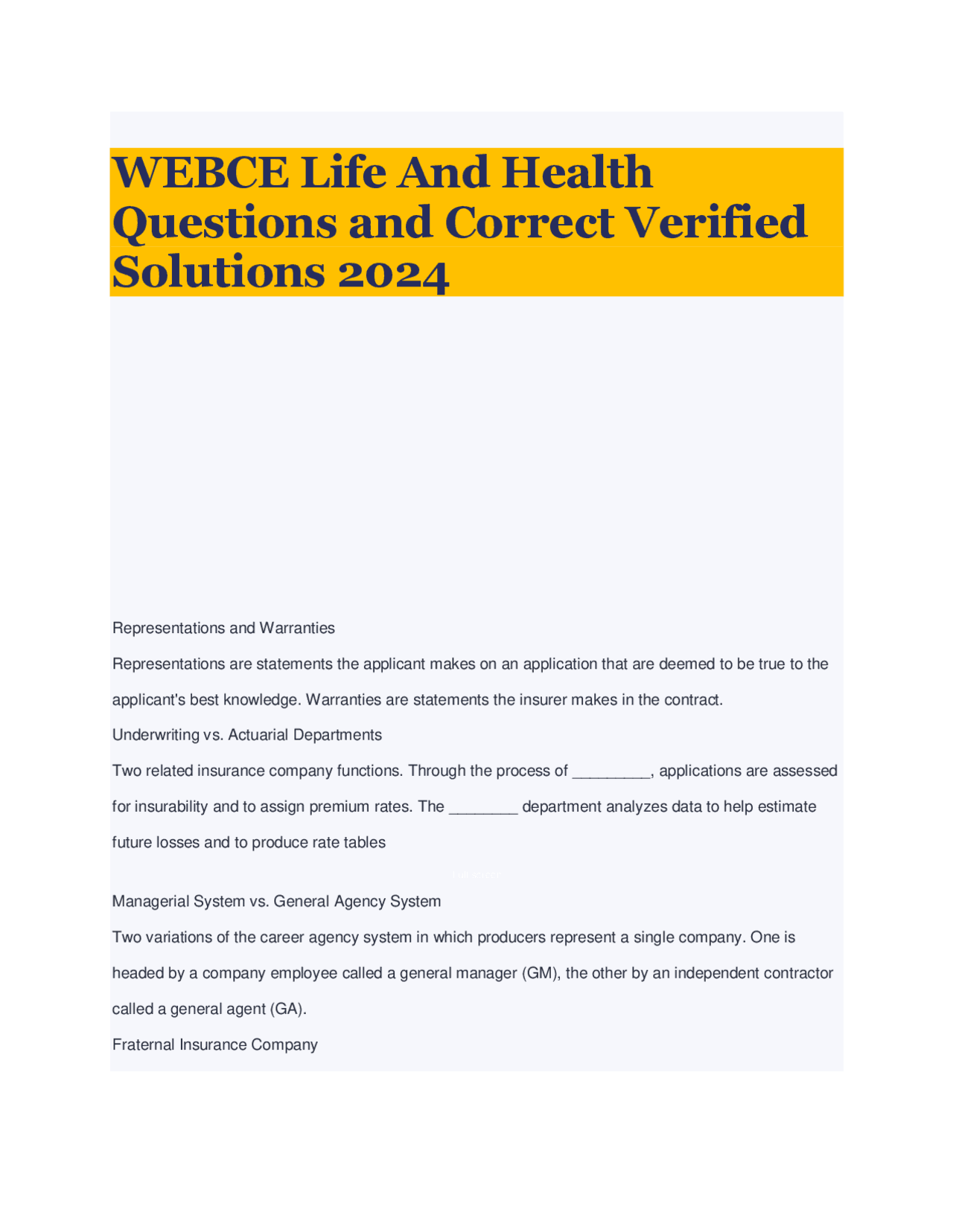 WEBCE Life And Health Questions and Correct Verified Solutions 2024 ...