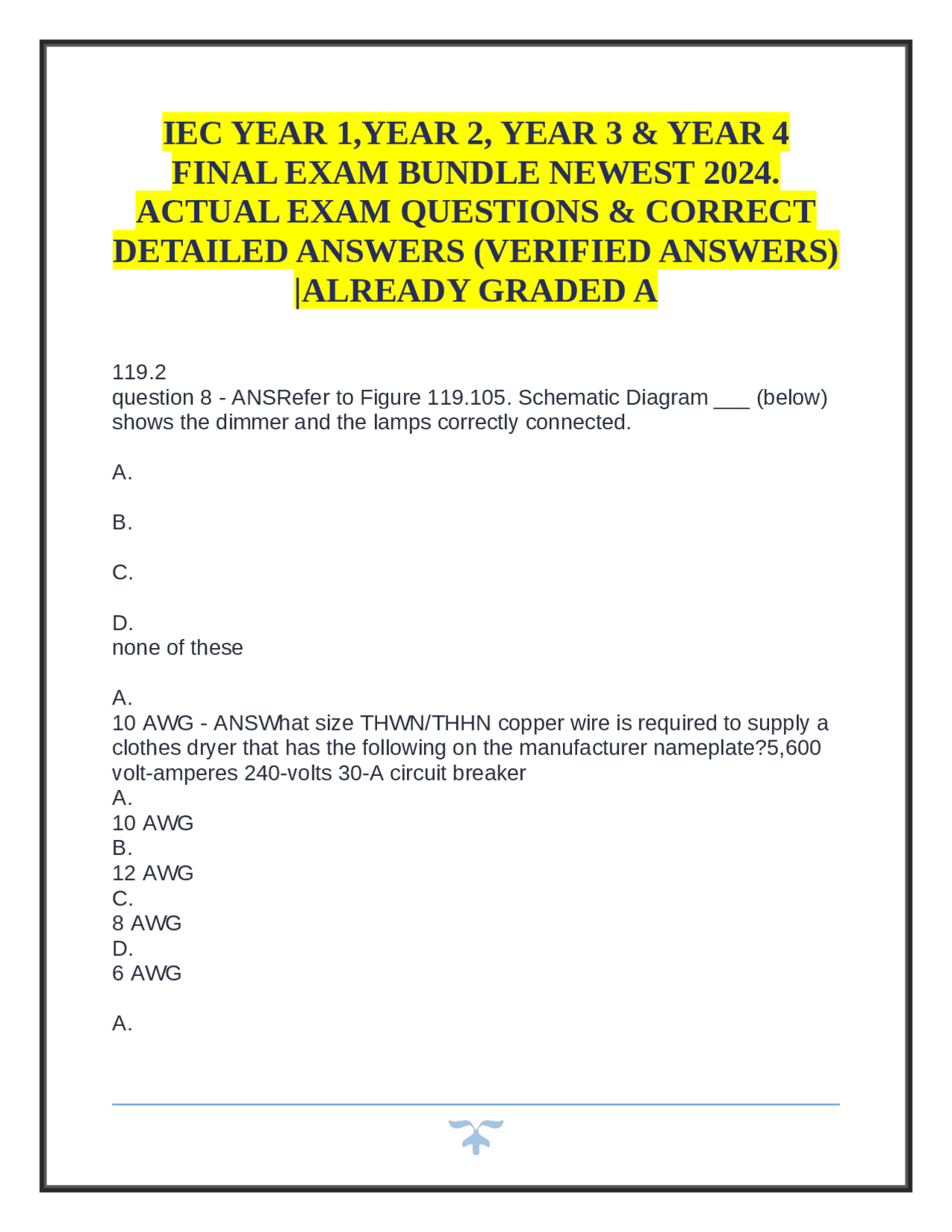 IEC YEAR 1,YEAR 2, YEAR 3 & YEAR 4 FINAL EXAM BUNDLE NEWEST 2024 ...