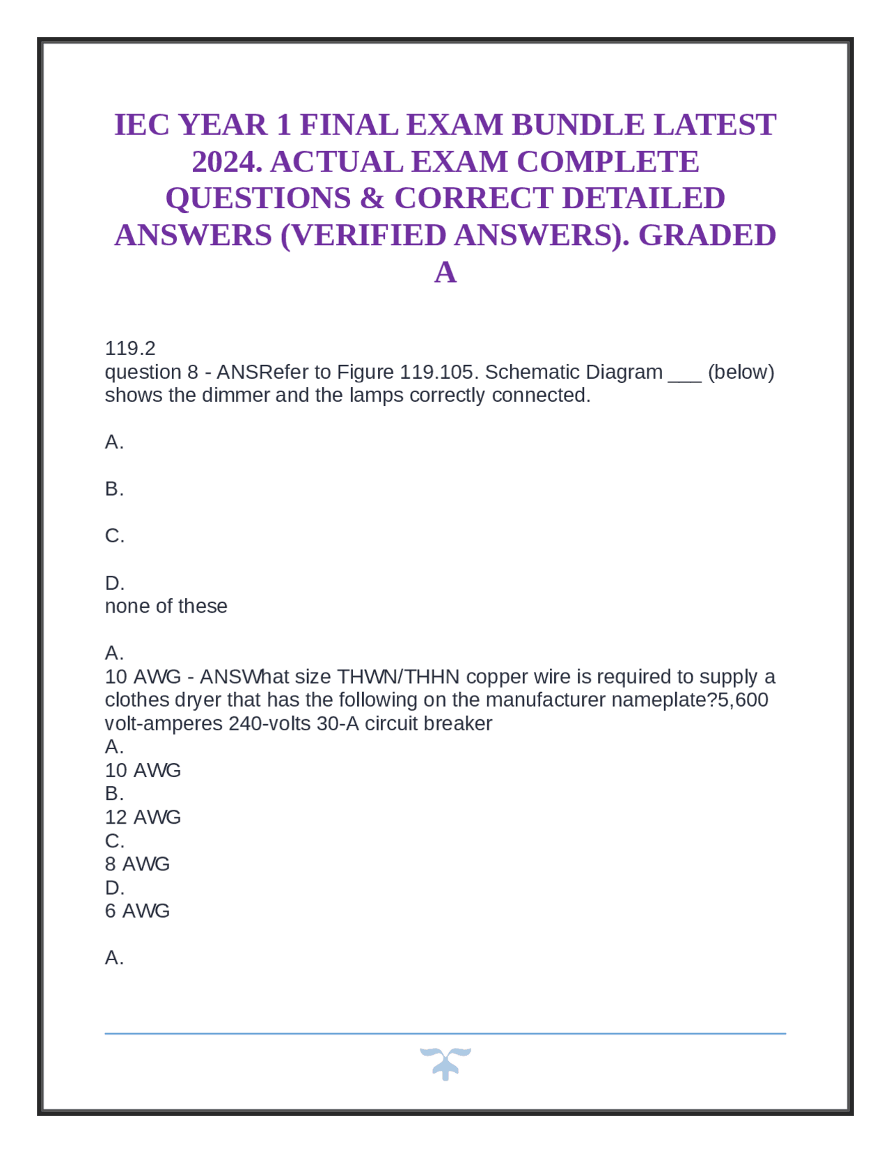 IEC YEAR 1 FINAL EXAM BUNDLE LATEST 2024. ACTUAL EXAM COMPLETE ...