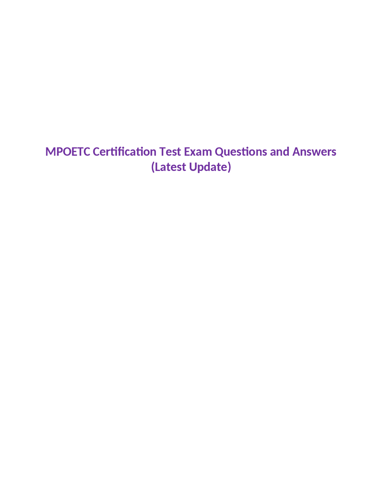 MPOETC Certification Test Exam Questions and Answers | Exams Local ...