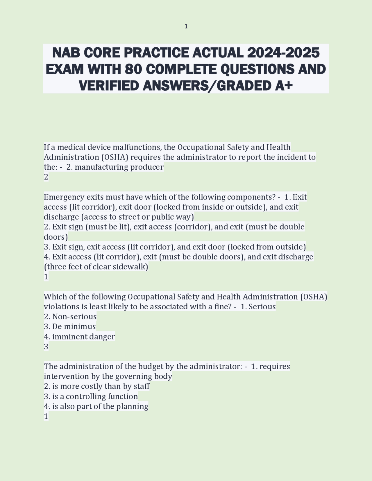NAB CORE PRACTICE ACTUAL 2024-2025 EXAM WITH 80 COMPLETE QUESTIONS AND ...
