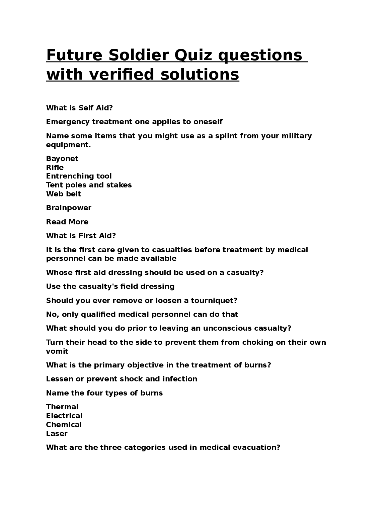 Future Soldier Quiz questions with verified solutions.docx | Exams ...