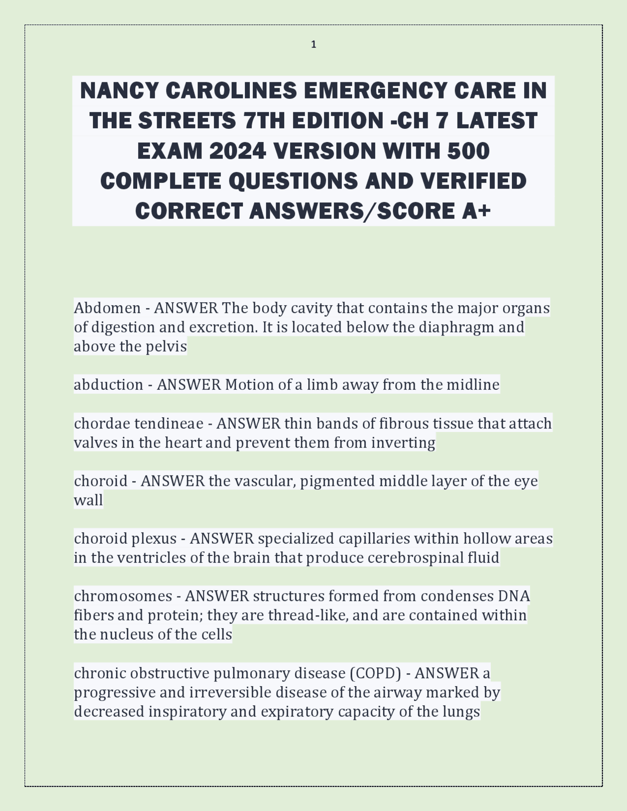 NANCY CAROLINES EMERGENCY CARE IN THE STREETS 7TH EDITION -CH 7 LATEST ...