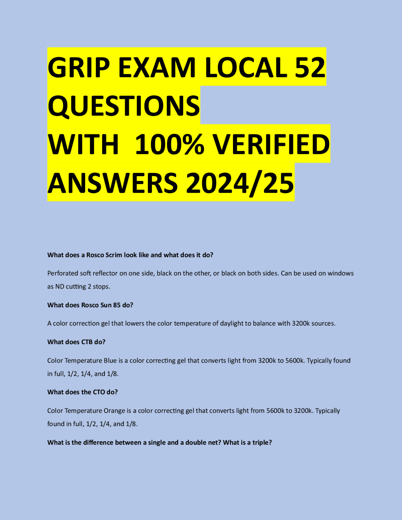 GRIP EXAM LOCAL 52 QUESTIONS WITH 100% VERIFIED ANSWERS 2024/25 | Exams ...