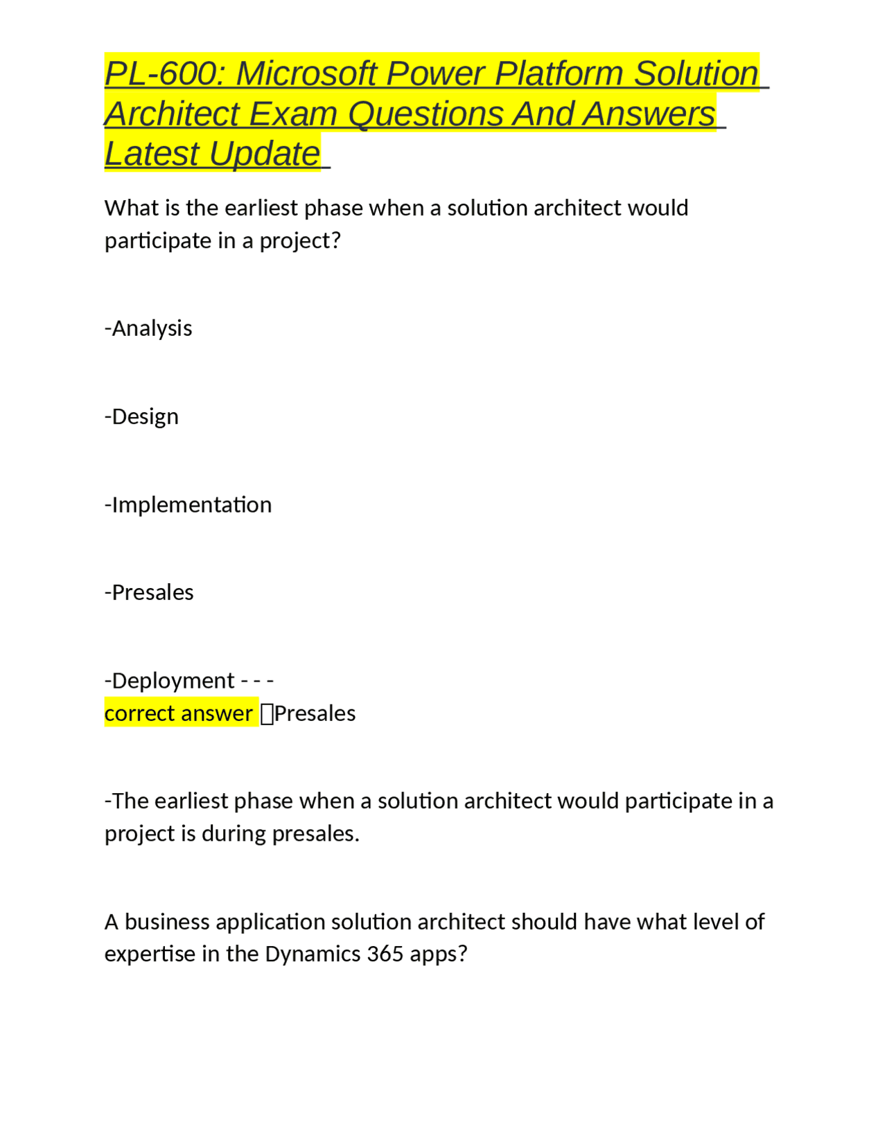 PL-600: Microsoft Power Platform Solution Architect Exam Questions And ...