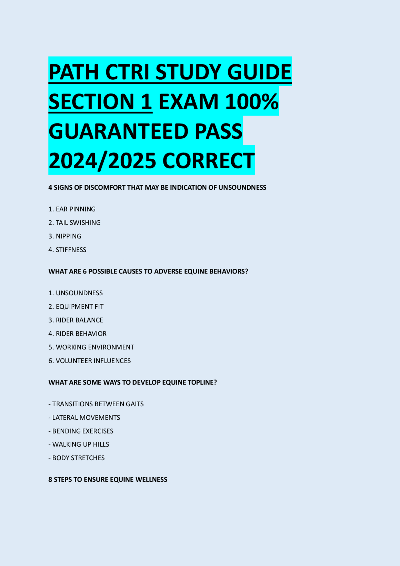 PATH CTRI STUDY GUIDE SECTION 1 EXAM 100% GUARANTEED PASS 2024/2025 ...