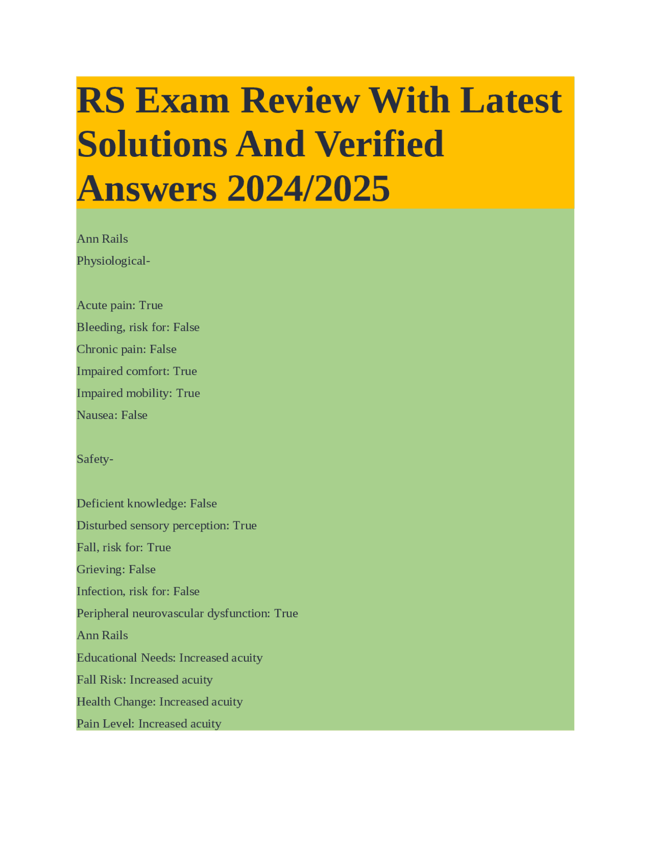 RS Exam Review With Latest Solutions And Verified Answers 2024/2025 ...