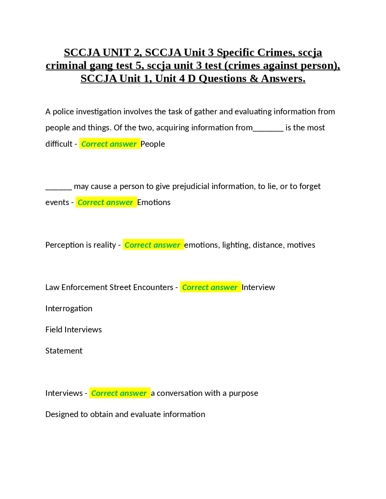 SCCJA UNIT 2, SCCJA Unit 3 Specific Crimes, sccja criminal gang test 5 ...