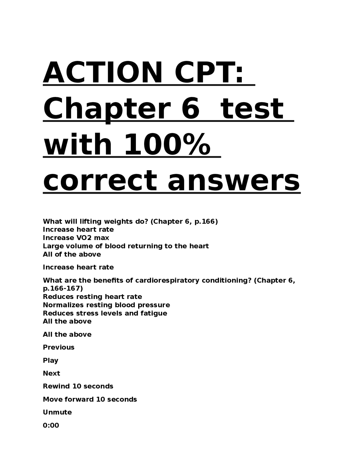 ACTION CPT Chapter 6 test with 100% correct answers. | Exams Biology ...