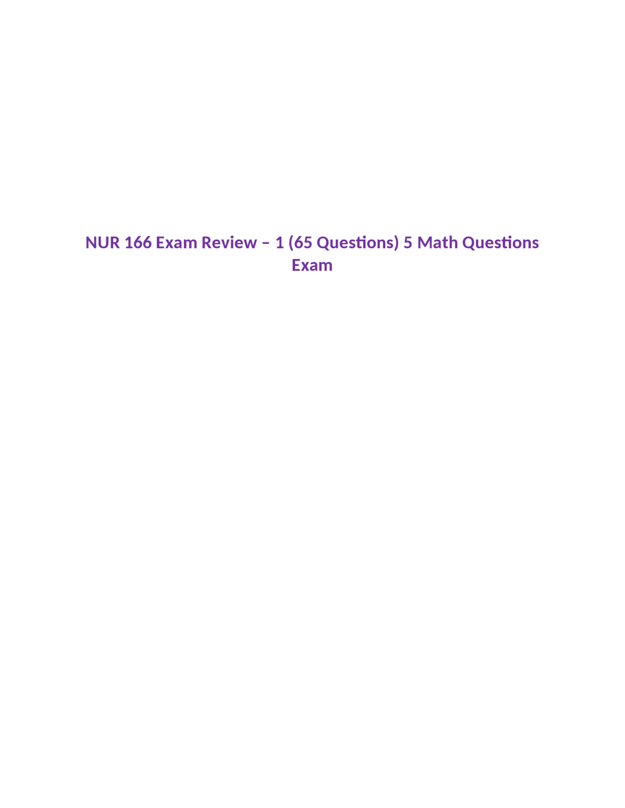 NUR 166 Exam Review: Comprehensive Guide to Pregnancy and Childbirth ...