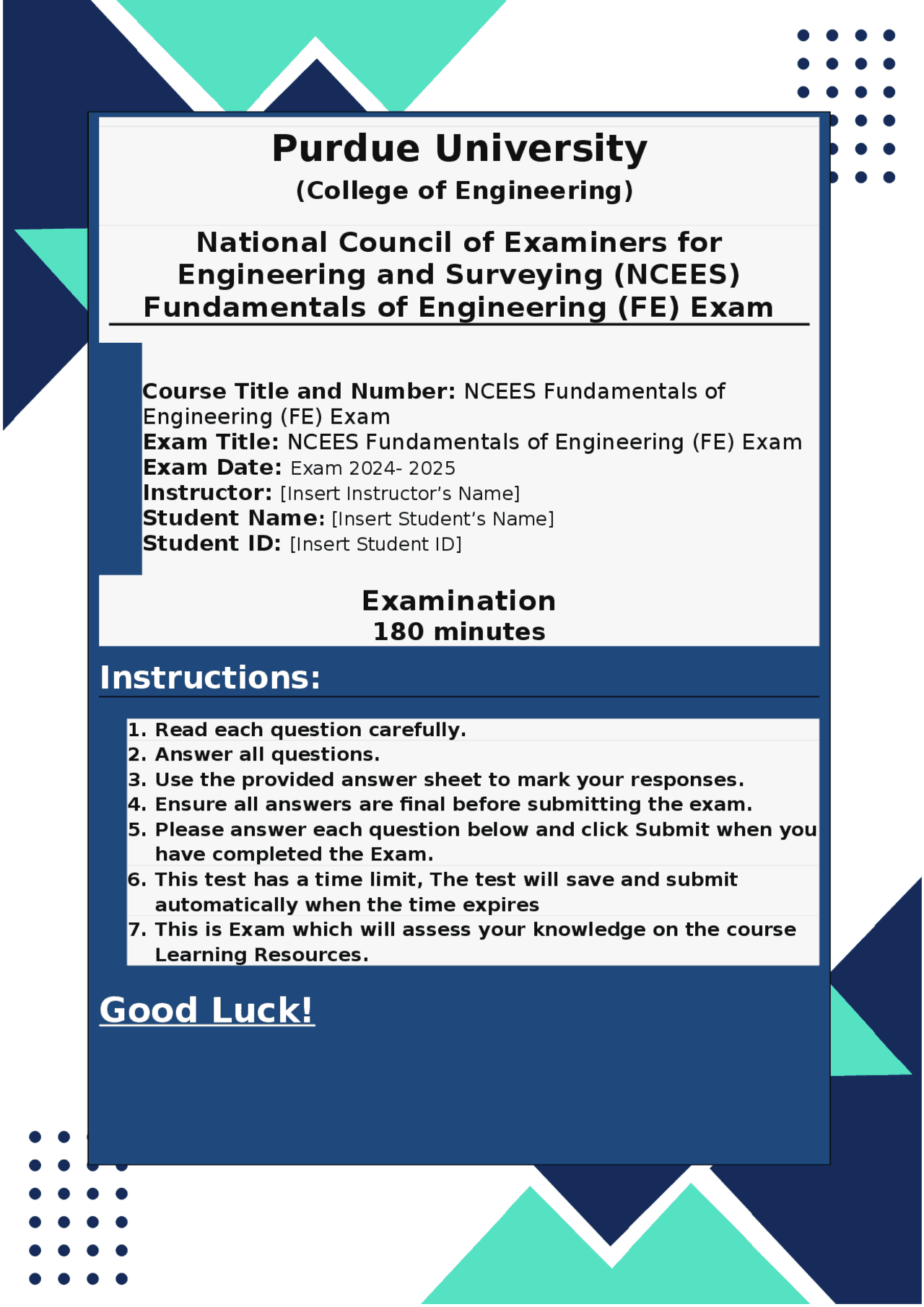 Fundamentals of Engineering FE Mechanical Exam Review Questions with ...