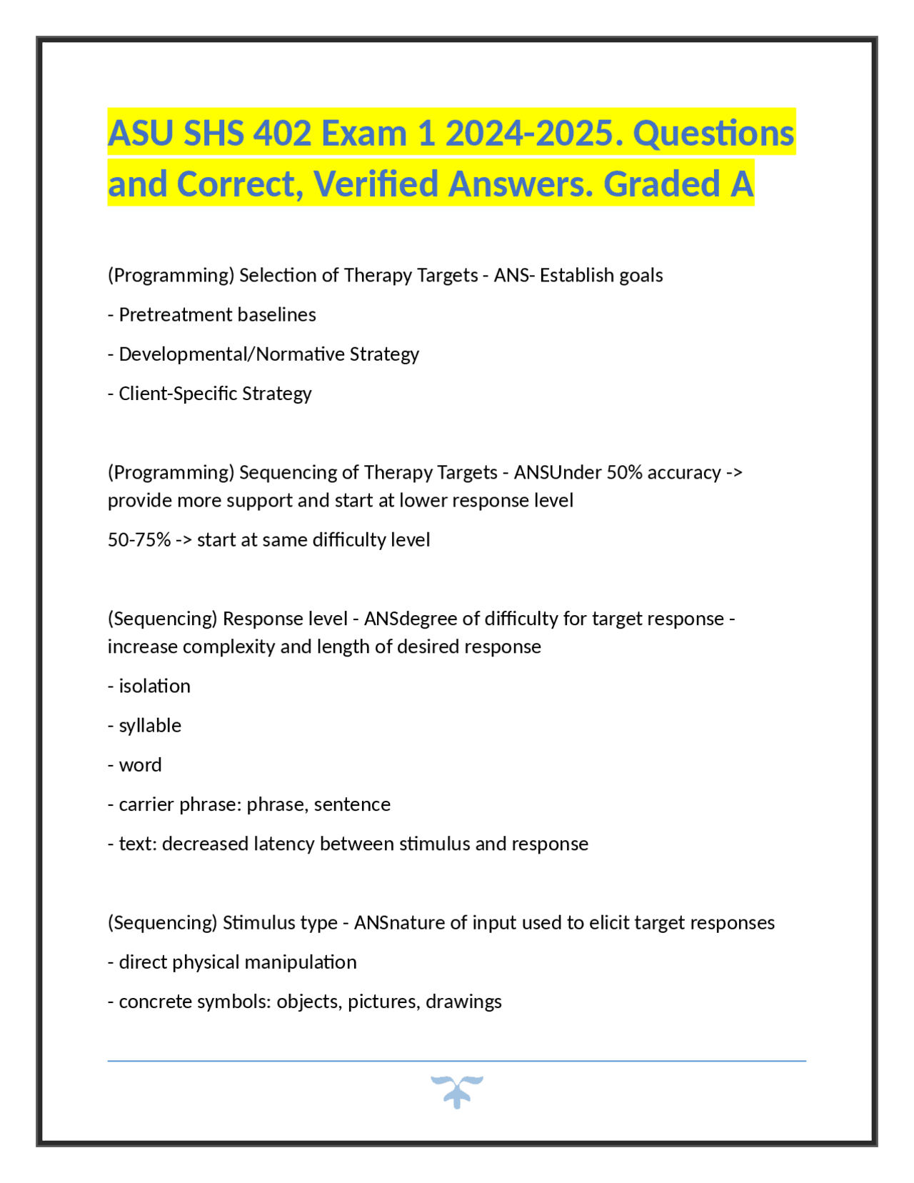 ASU SHS 402 Exam 1 2024-2025: Questions and Answers (Programming) | Exams Programming Languages ...