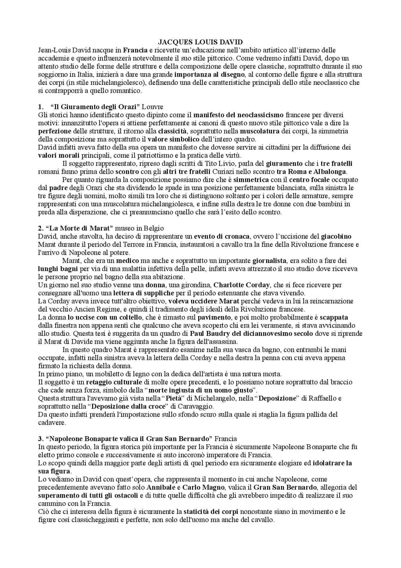 Jacques-Louis David: Il Neoclassicismo e le sue Opere | Appunti di ...