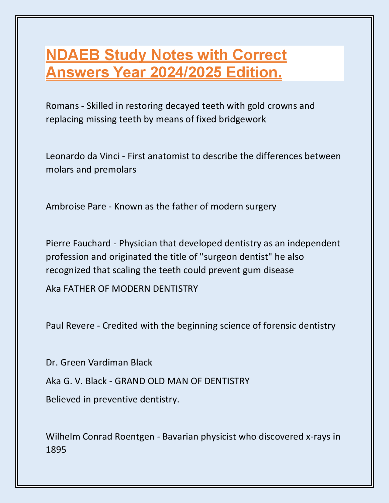 NDAEB Study Notes with Correct Answers Year 2024/2025 Edition. | Exams ...