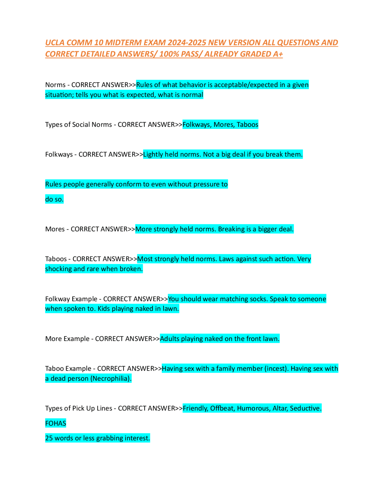 UCLA COMM 10 Midterm Exam: Communication Concepts and Theories | Exams Public Health | Docsity