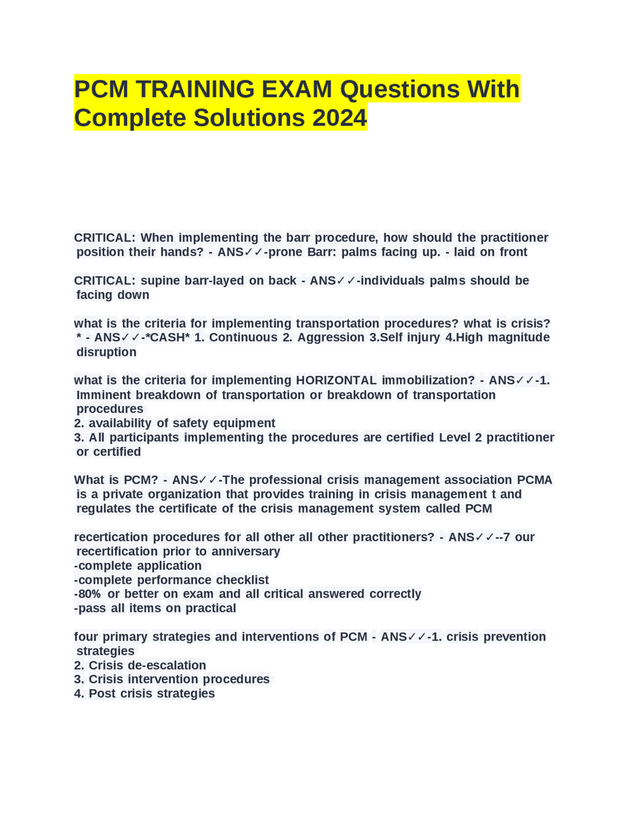 PCM Training Exam Questions and Answers: A Comprehensive Guide to ...