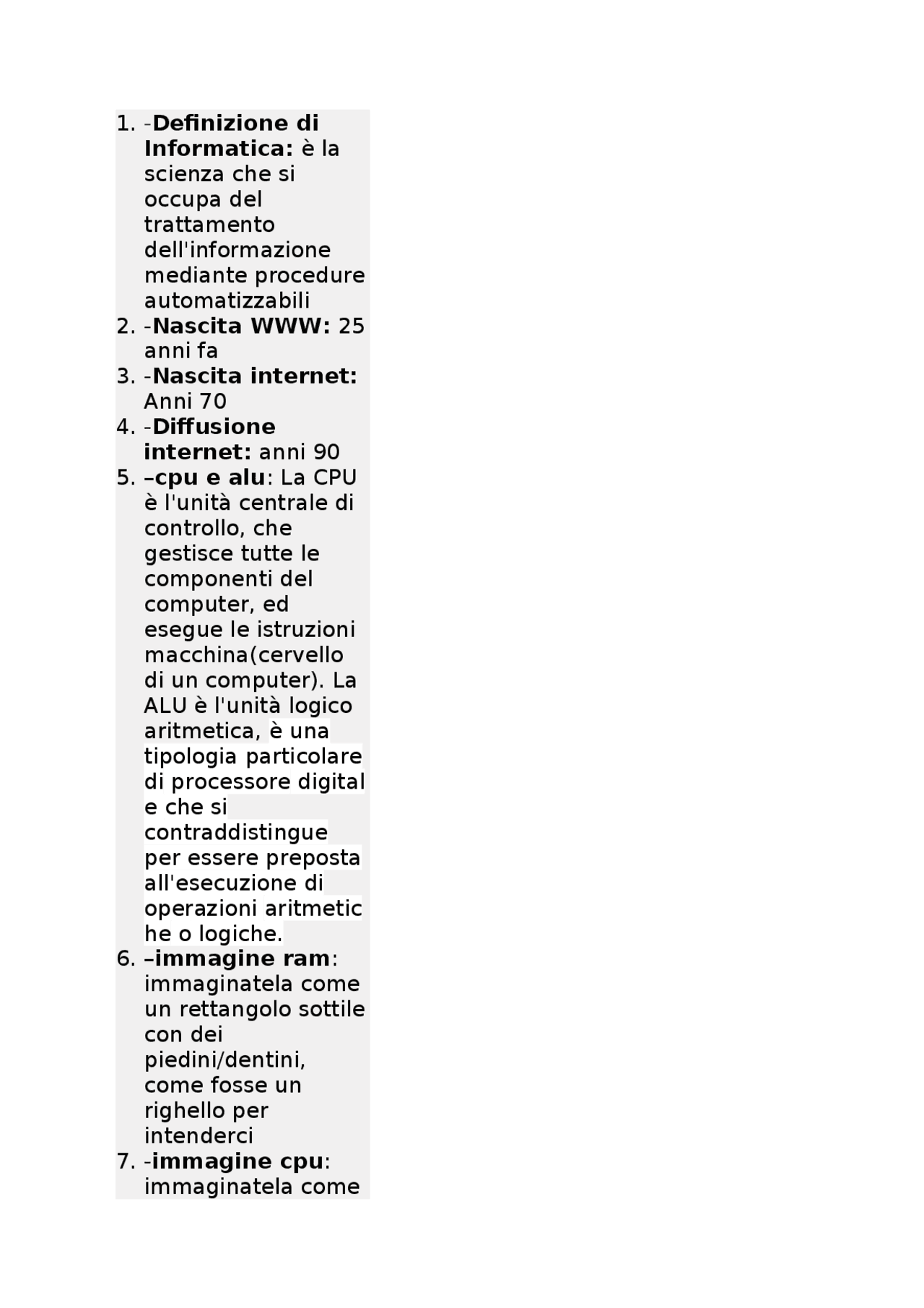 DOMANDE di INFORMATICA | Panieri di Sistemi Informatici | Docsity