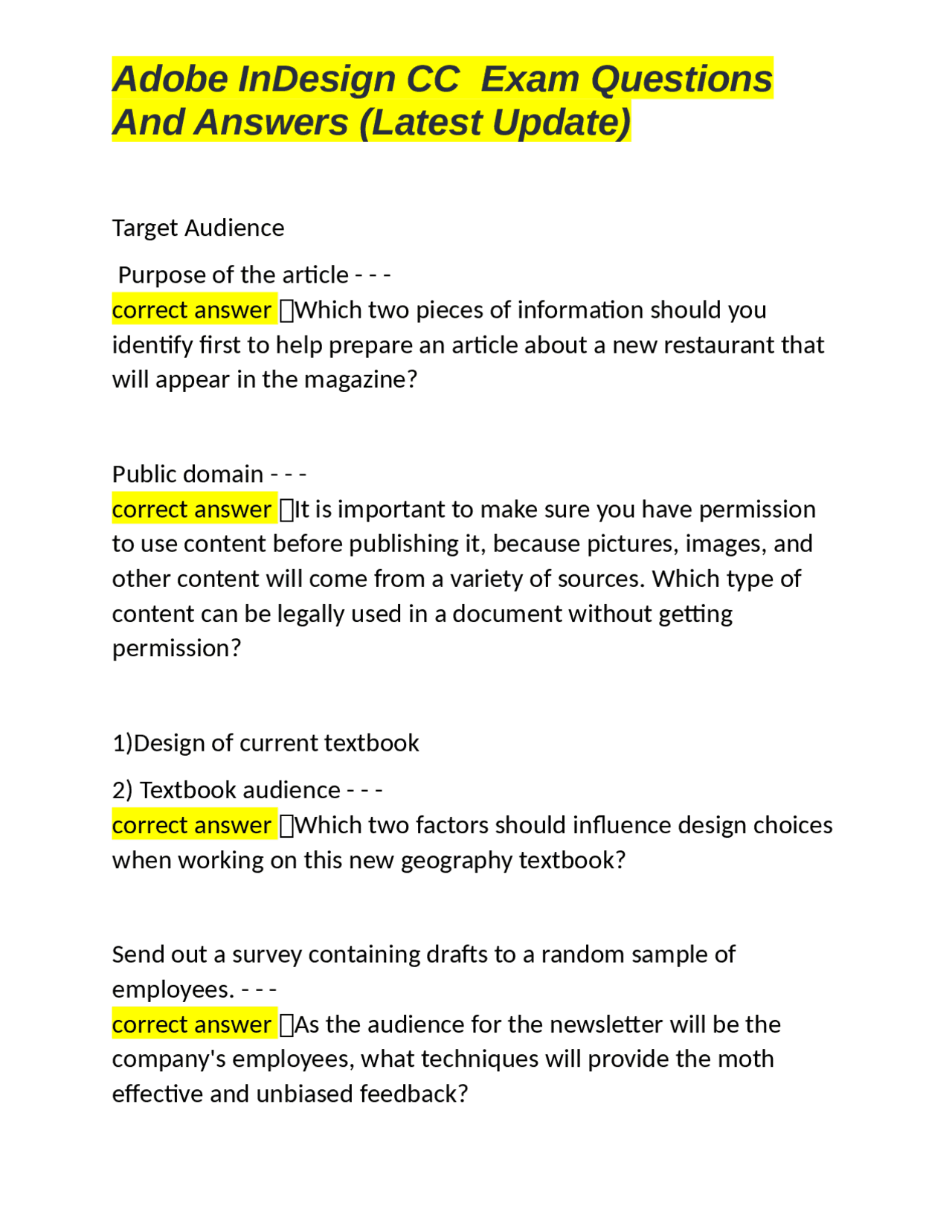 Adobe InDesign CC Exam Questions and Answers | Exams Adobe Indesign ...
